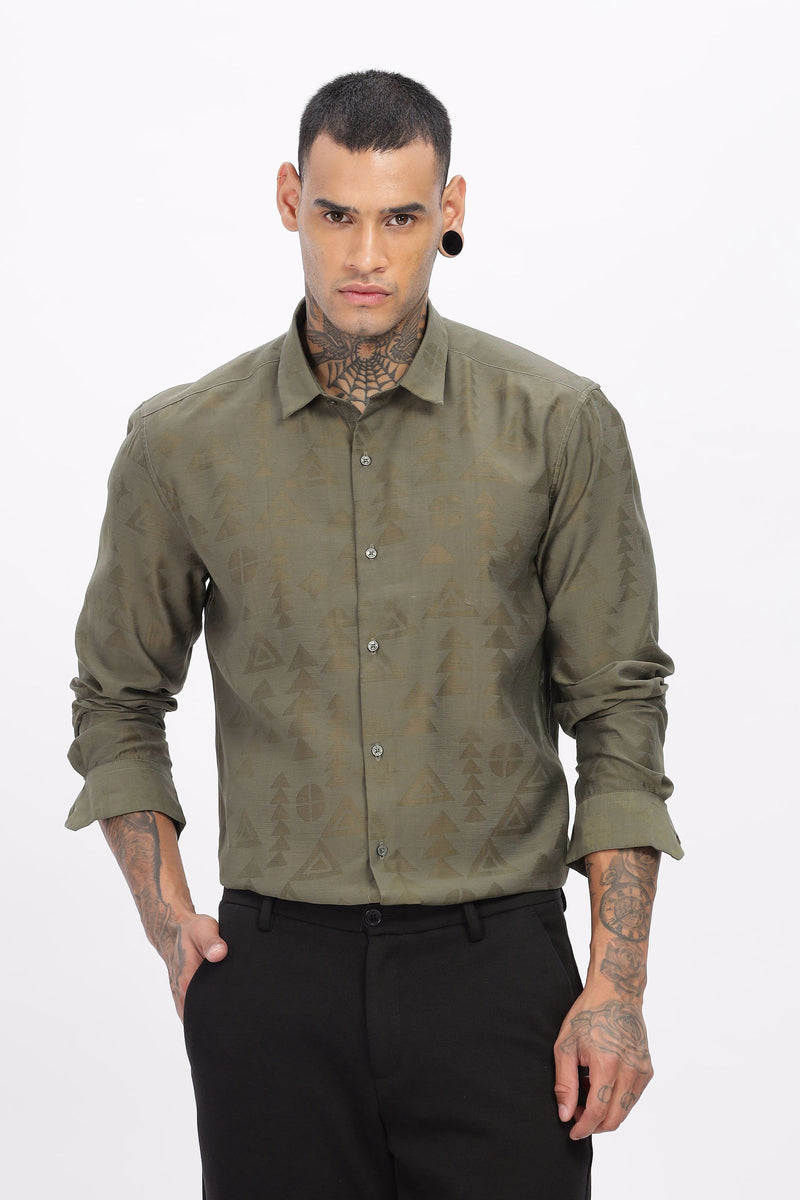 Textured Brasso Olive Shirt – Three Days